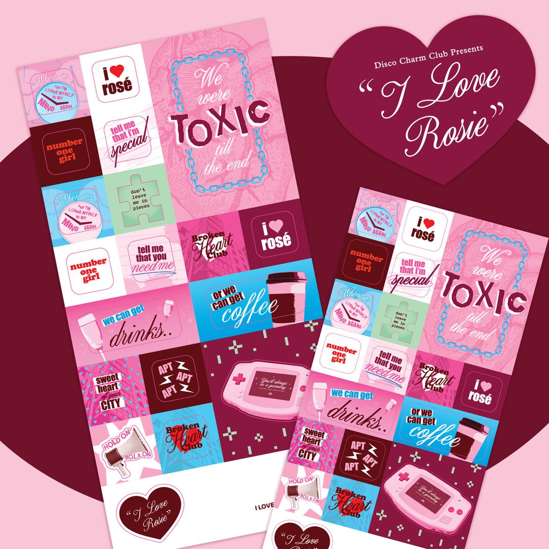 Glossy "i Love Rosie" Sticker Sheet - Kpop Inspired - Etsy