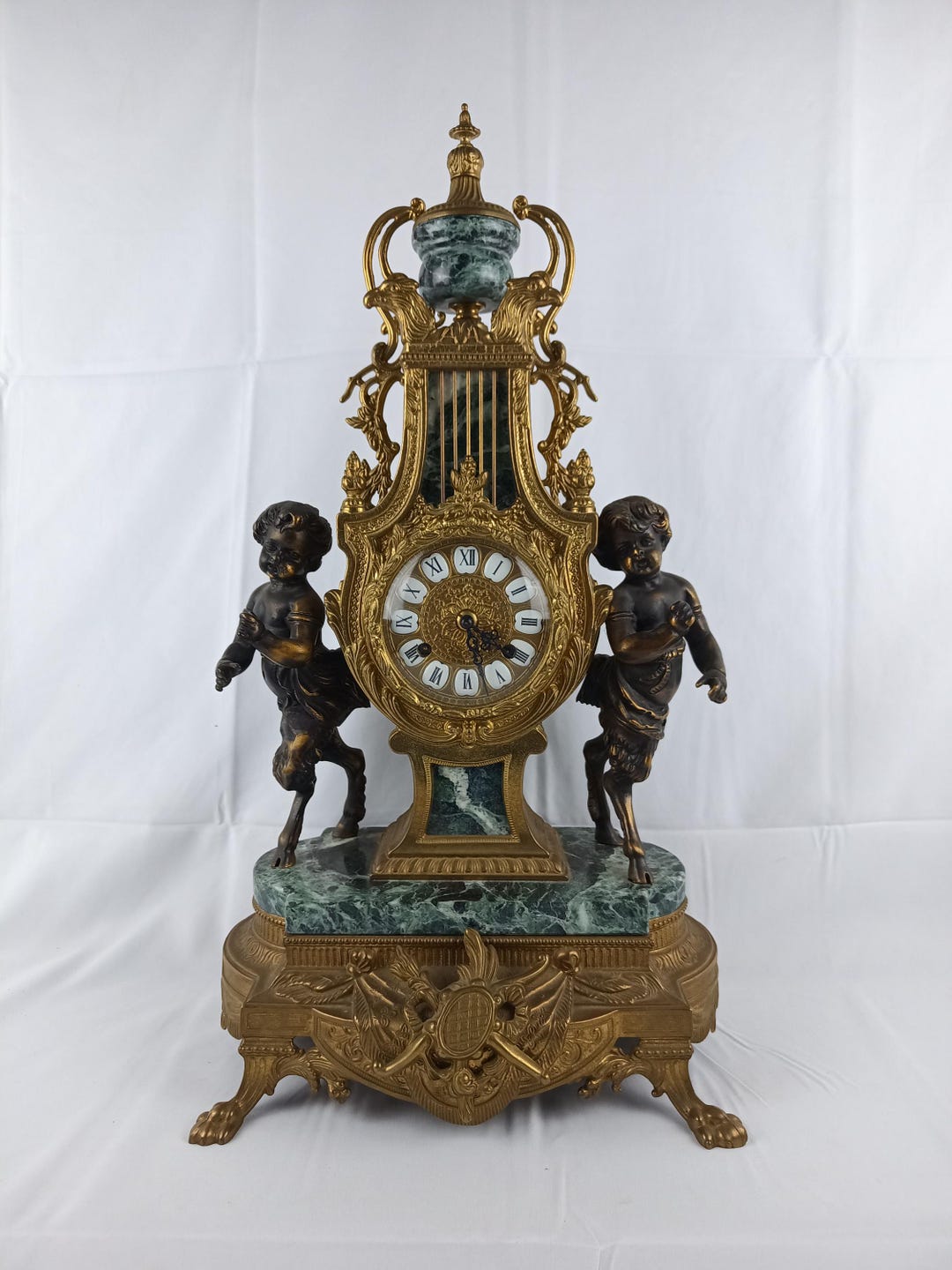 Vintage Imperial Ornate Brass and Marble Franz Hermie Wind up Mantle ...