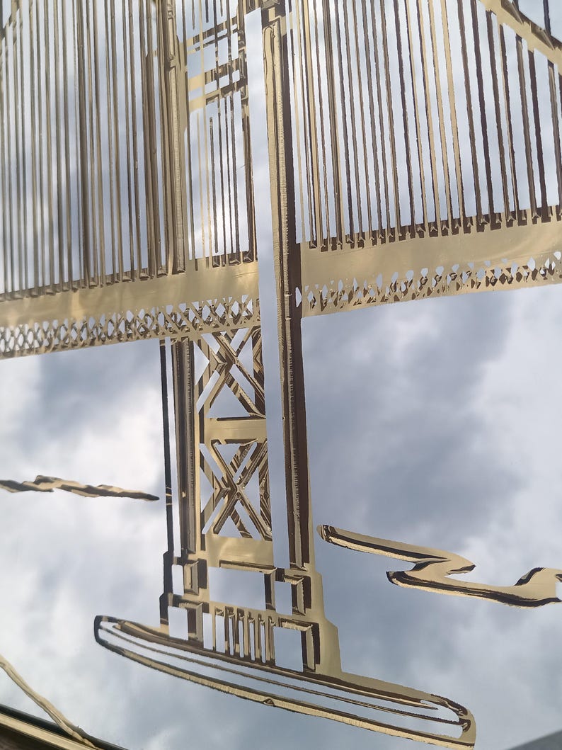 Golden Gate Bridge Mirror Wall Art: Two-layered Silver & Gold, 24x36 - Etsy