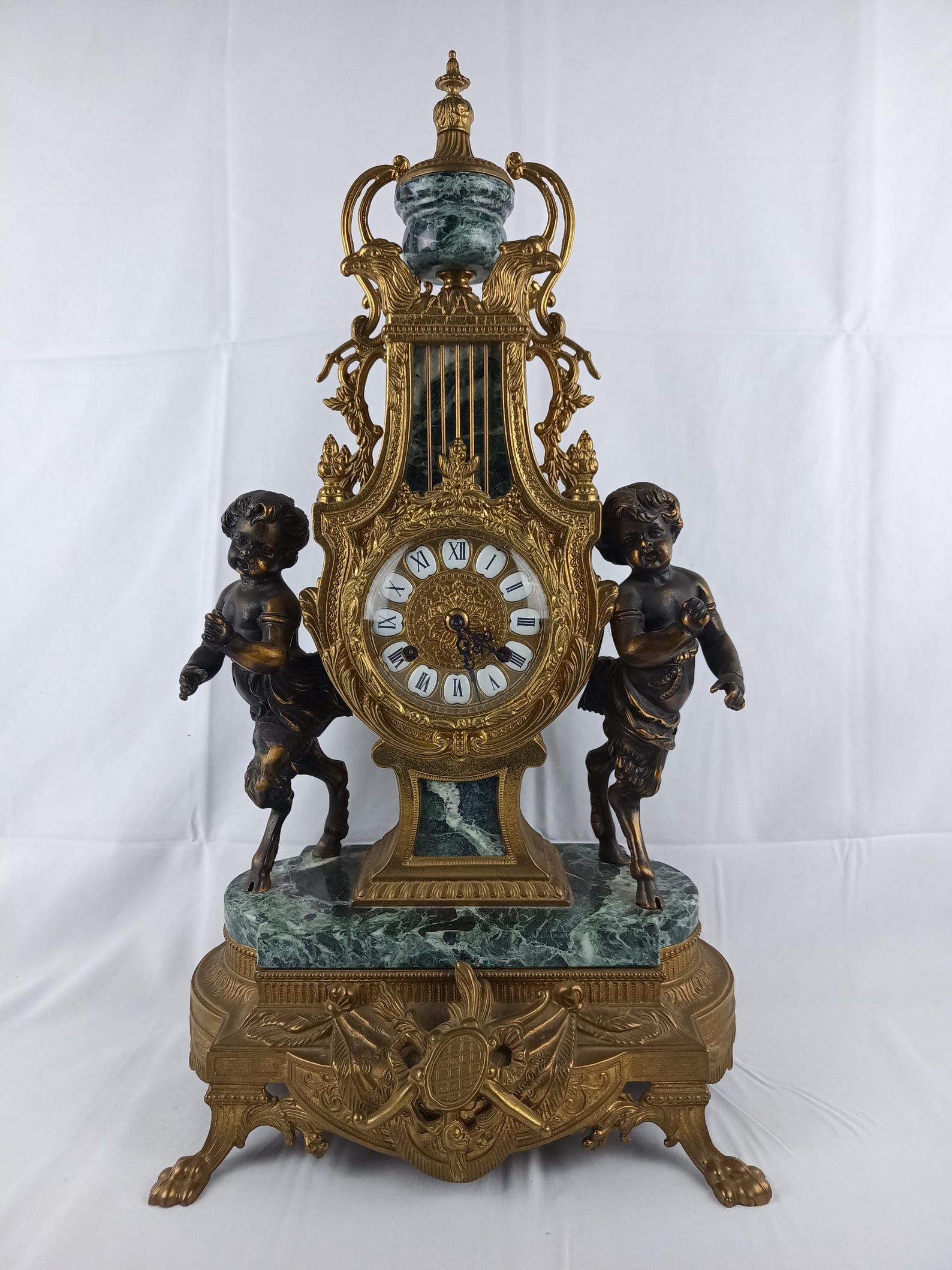 Vintage Imperial Ornate Brass and Marble Franz Hermie Wind up Mantle ...