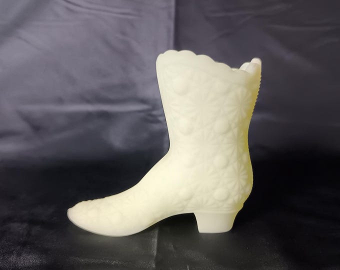 Fenton Uranium Glass Boot Daisy & Button Pattern Small 4 in Tall ...
