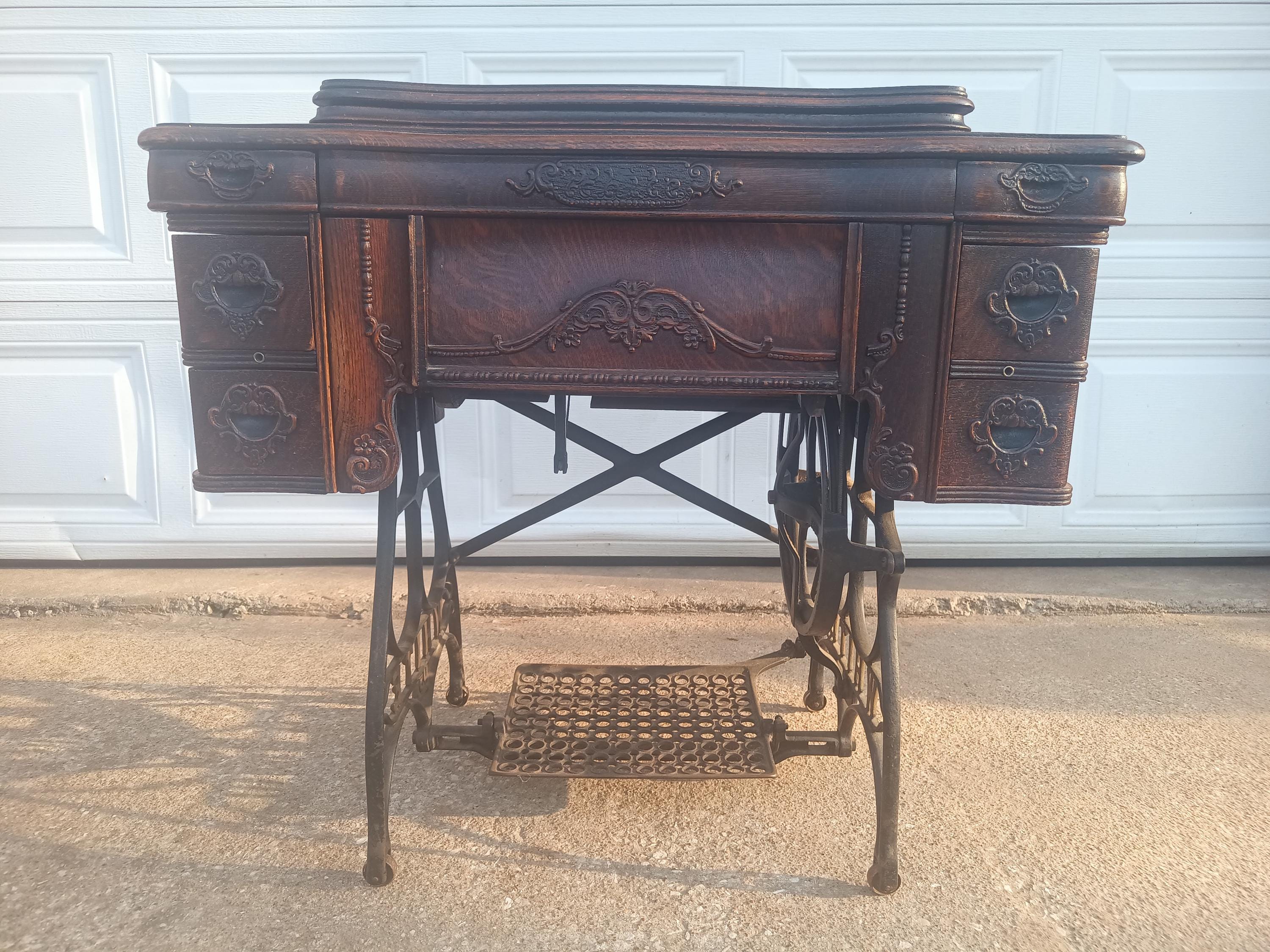 Antique White Rotary Sewing Machine With Table Full and Complete All ...