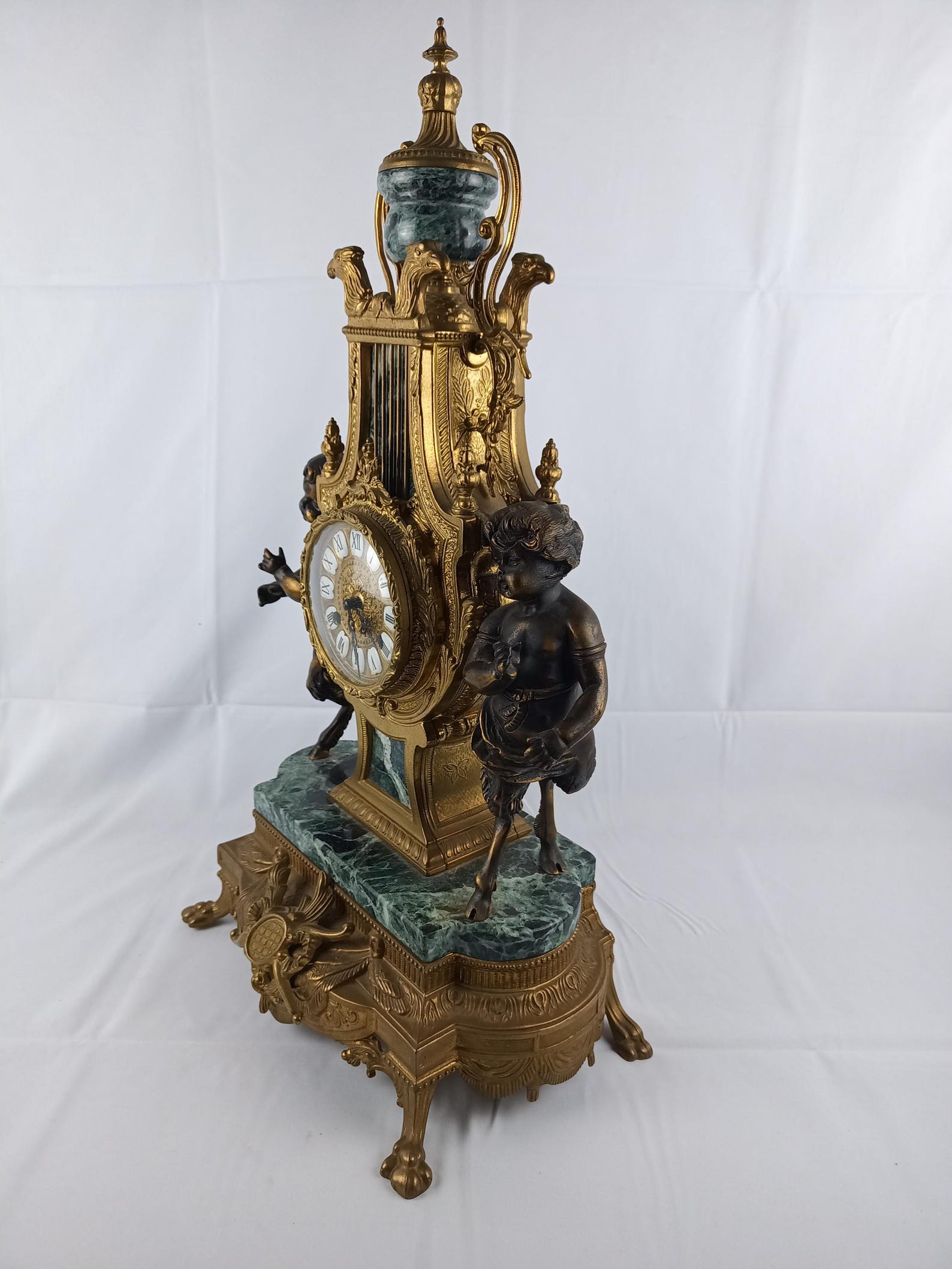 Vintage Imperial Ornate Brass and Marble Franz Hermie Wind up Mantle ...