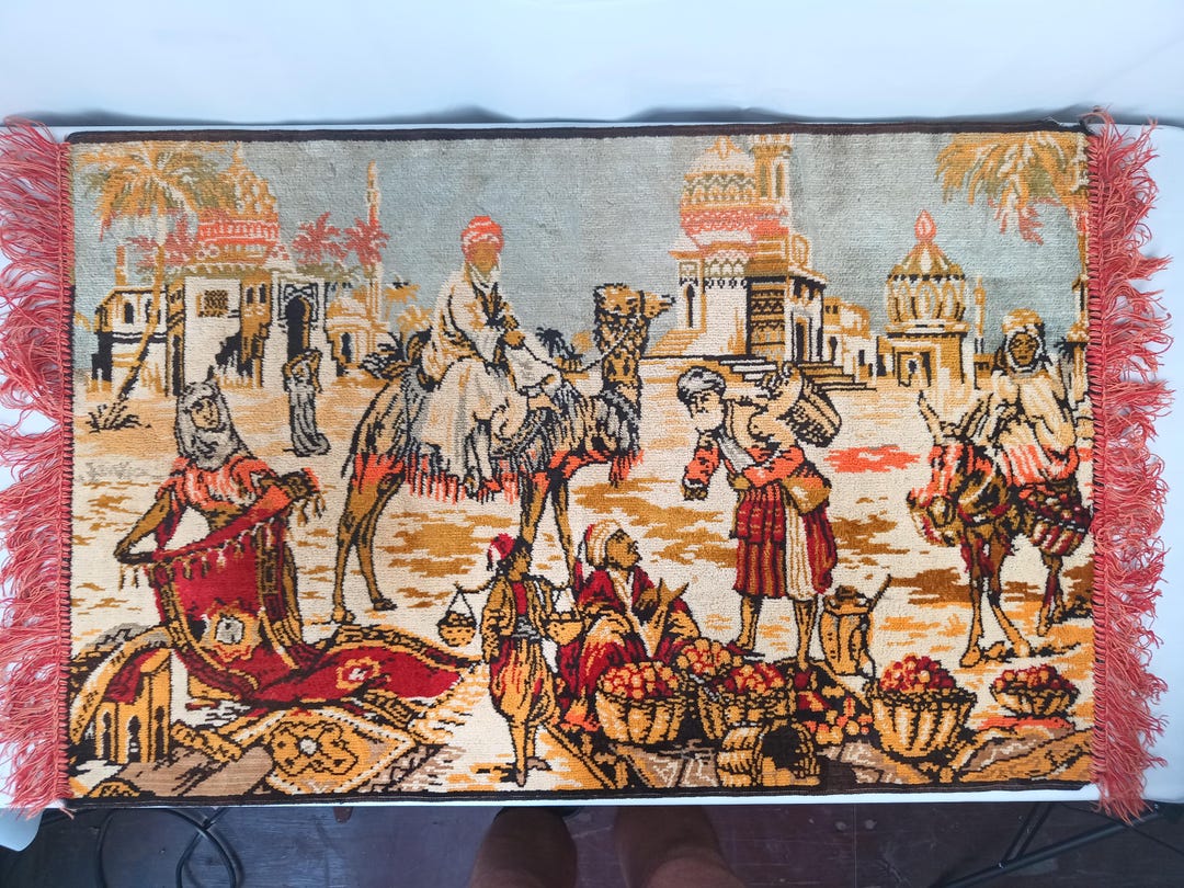 Small Vintage Rug Arabian Middle Eastern Market Theme Wall Decor - Etsy