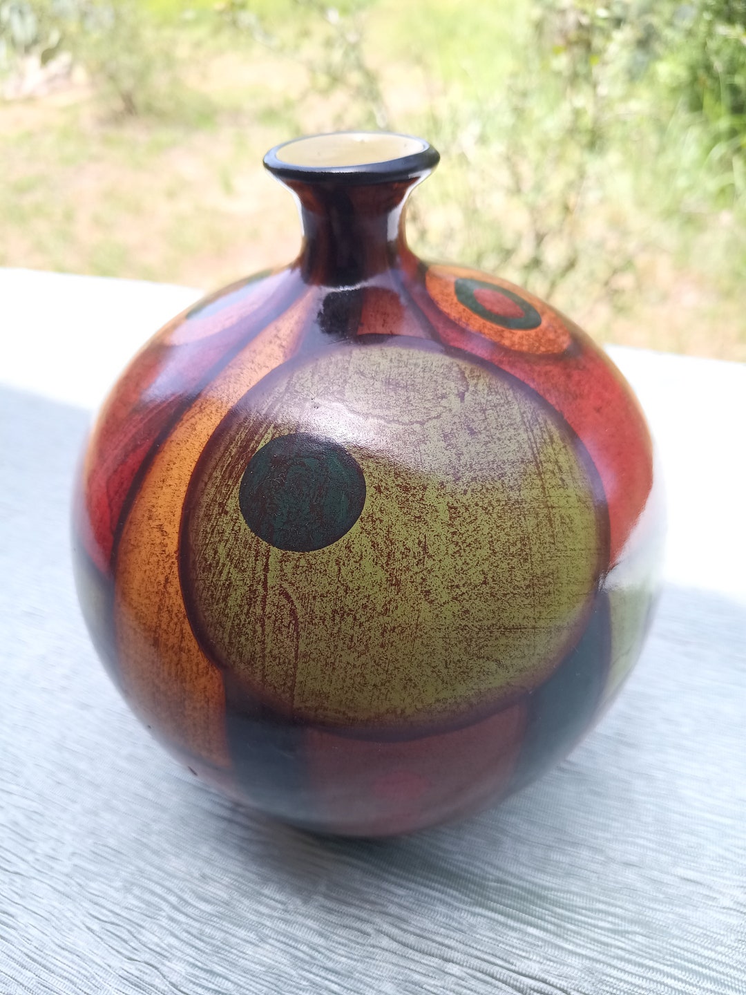 Pacific Rim Vase Spheroid Gorgeous Colors Hand Painted - Etsy