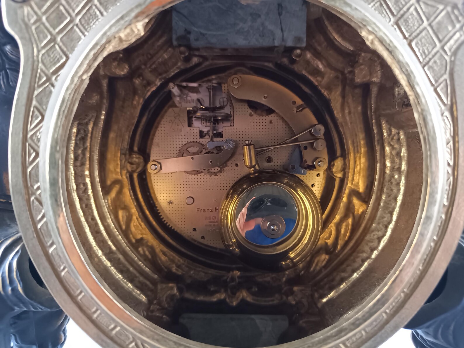 Vintage Imperial Ornate Brass and Marble Franz Hermie Wind up Mantle ...