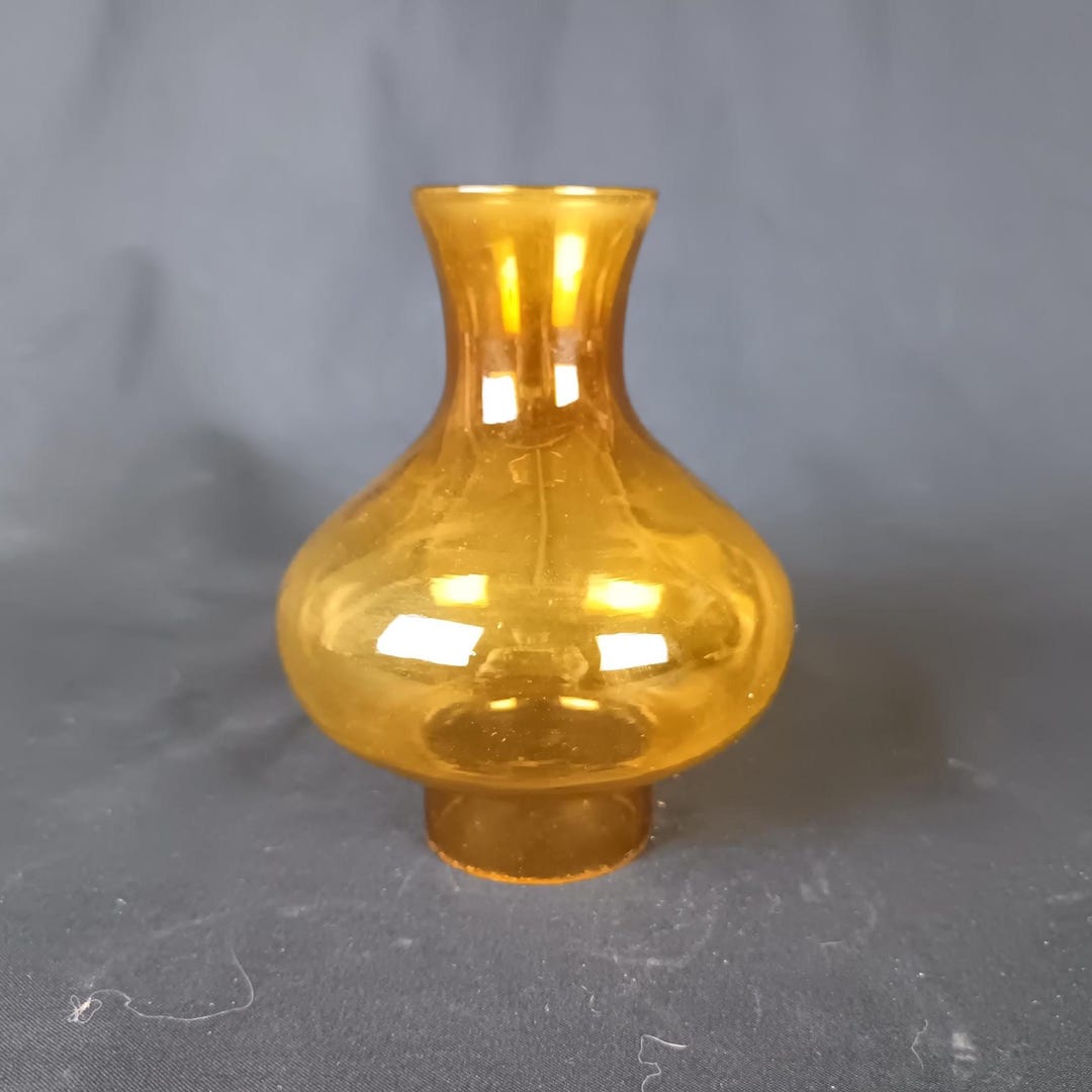 Amber Glass Lamp Shade 2 in Base Fitter 5.38 in Height Amber Gold Oil ...