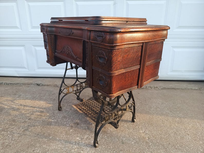 Antique White Rotary Sewing Machine With Table Full and Complete All ...