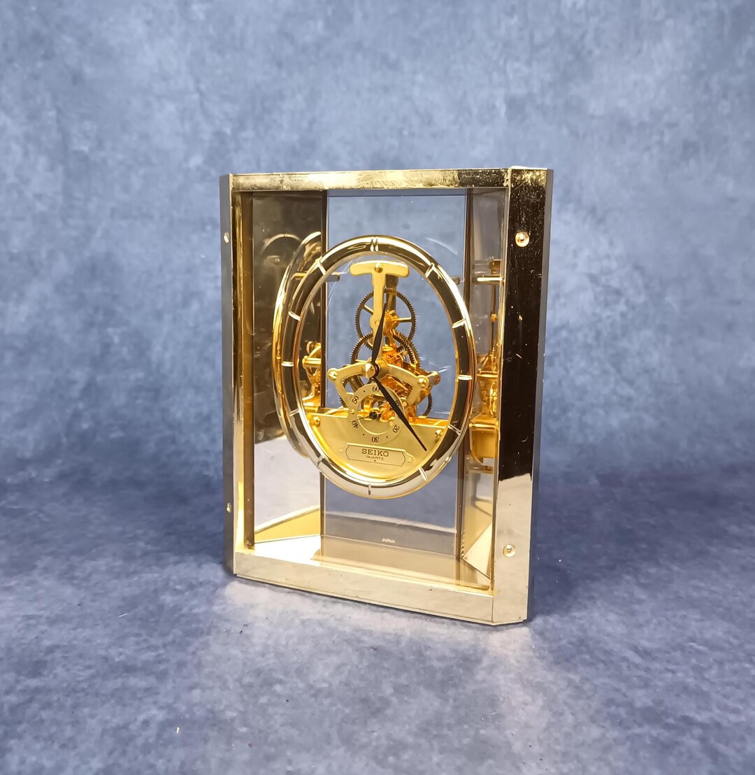 Seiko Quartz Skeleton Mantle Desk Table Clock Mirror QAW110 G Japan ...