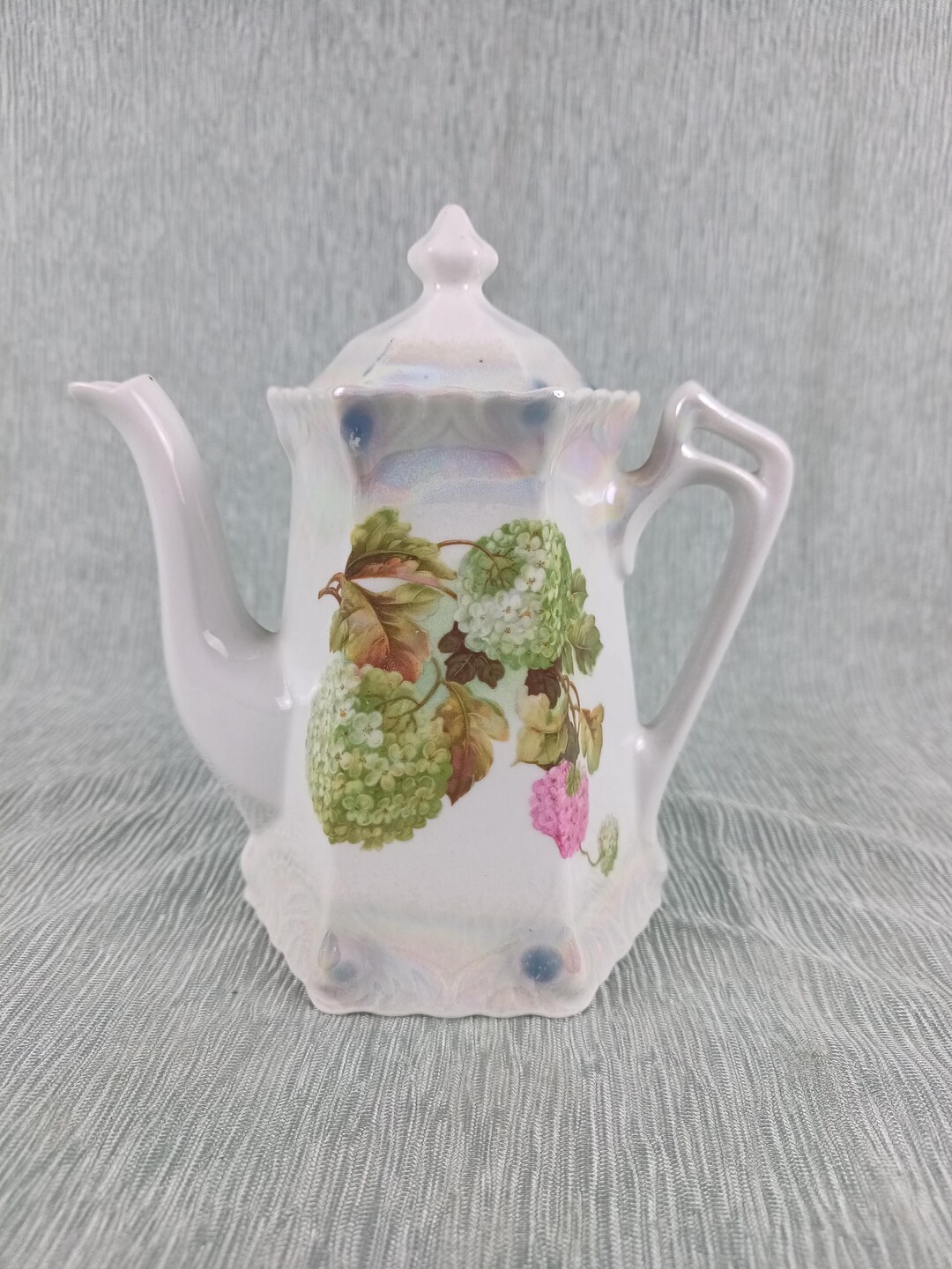 Vintage German Lusterware Hydrangea Teapot With Iridescent Glaze ...