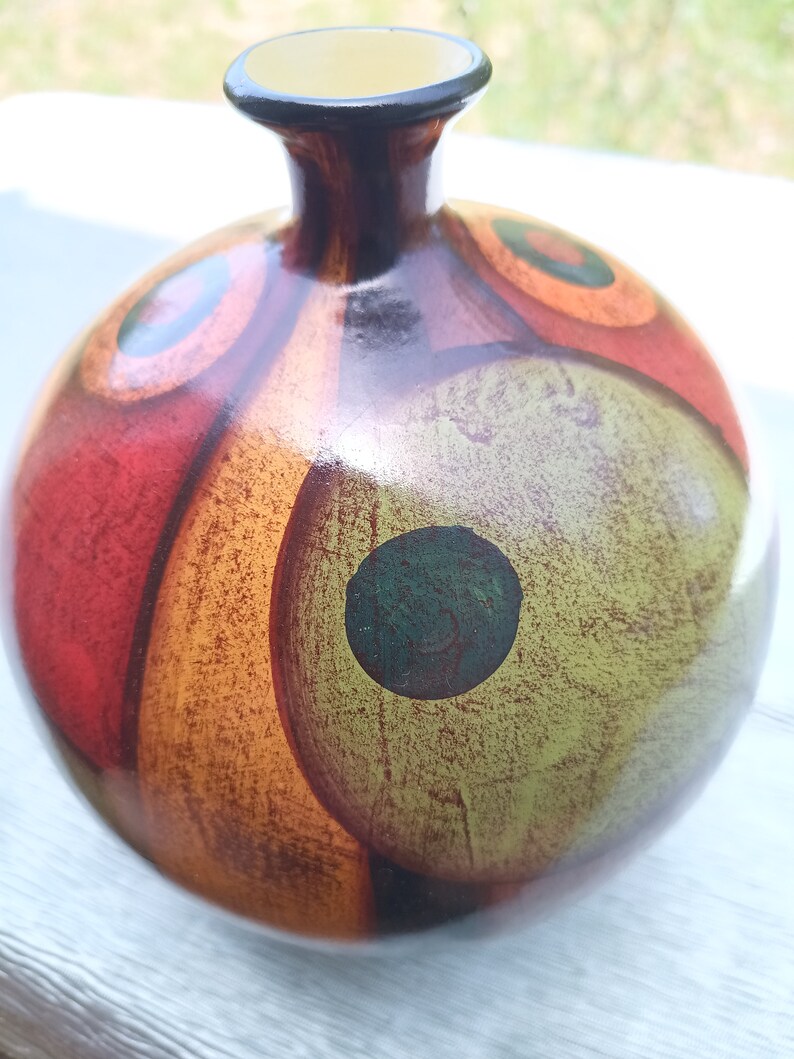 Pacific Rim Vase Spheroid Gorgeous Colors Hand Painted - Etsy