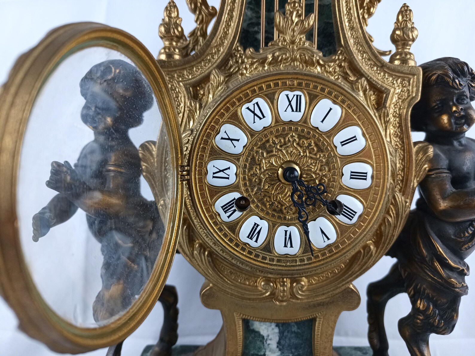 Vintage Imperial Ornate Brass and Marble Franz Hermie Wind up Mantle ...