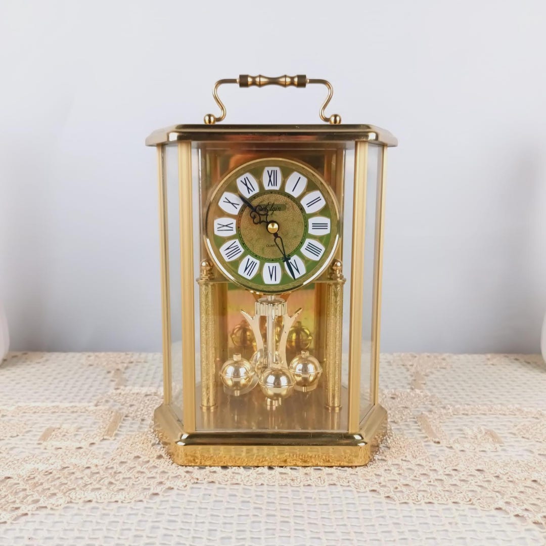 Elgin Mantle Clock Skeleton Clock Anniversary Clock Polished Brass ...