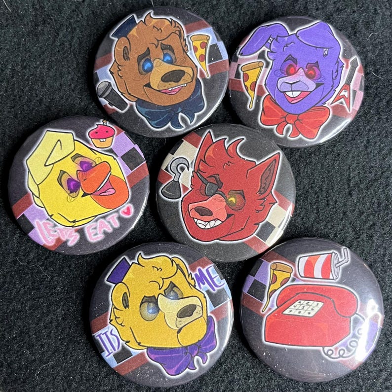 FNAF Stylized Character Buttons - Etsy