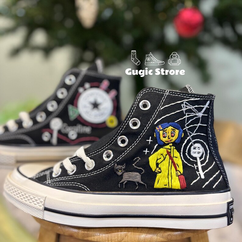 READY TO SHIP | Coraline Converse, Custom Scary Doll Embroidery ...