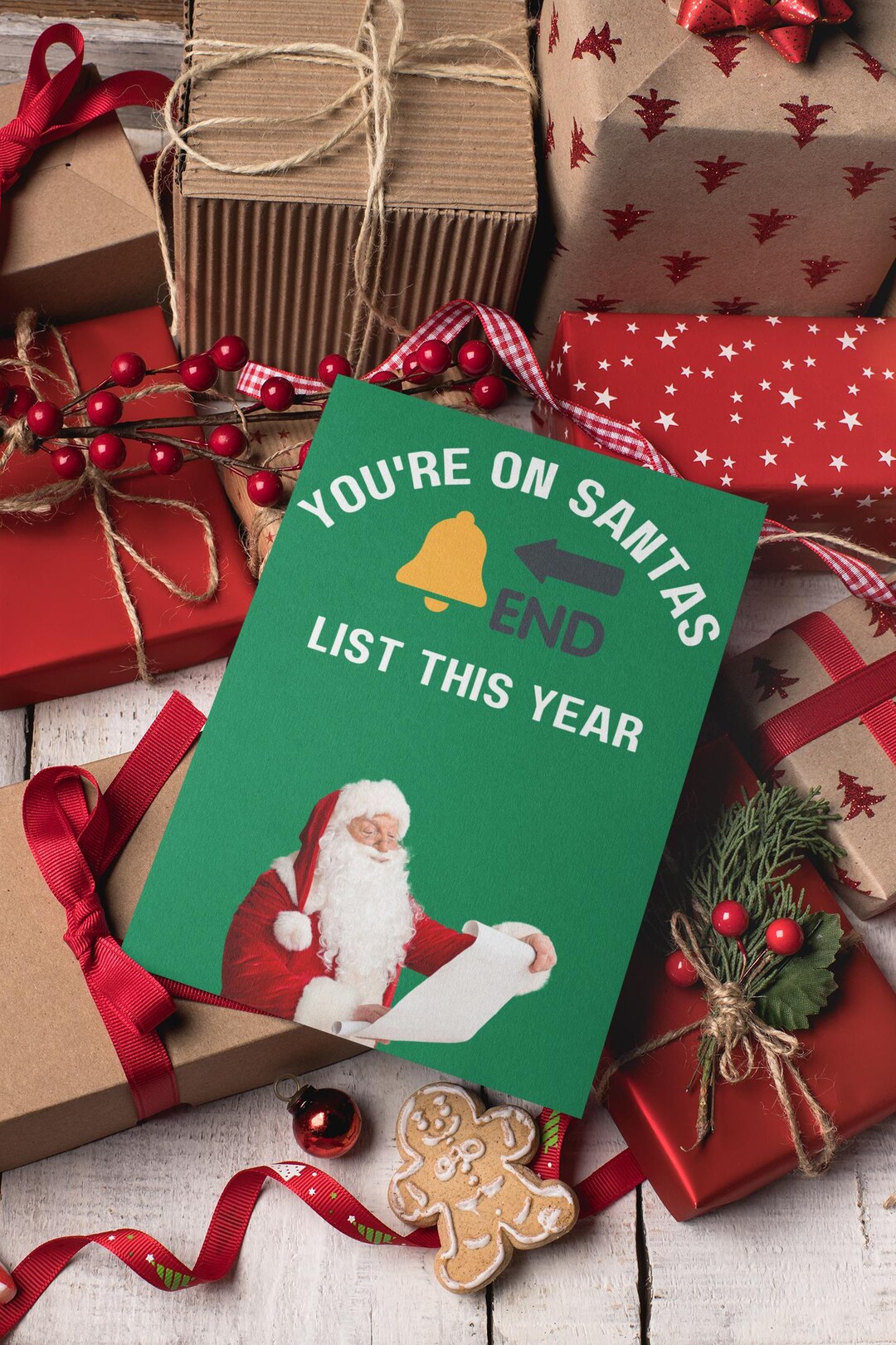 Santas Bellend List Christmas Card - Etsy UK