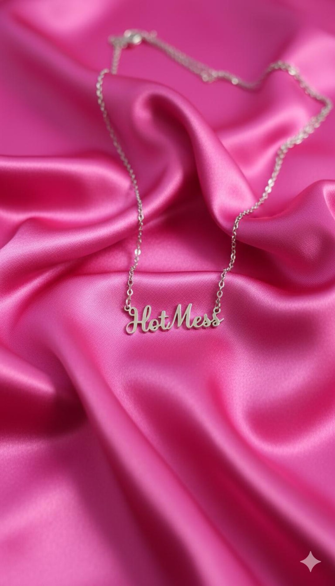Hot Mess Script Necklace - Silver or Gold Word Pendant - Etsy