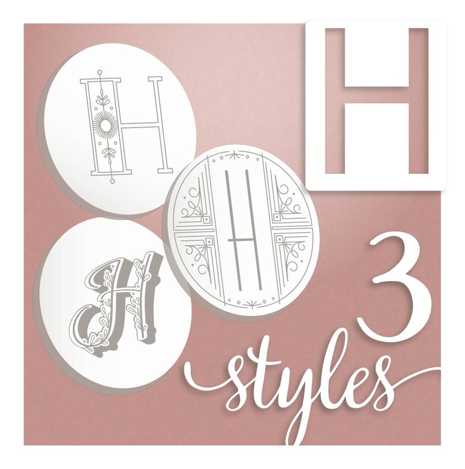 Letter H Hand Embroidery Patterns in 3 Styles Alphabet - Etsy