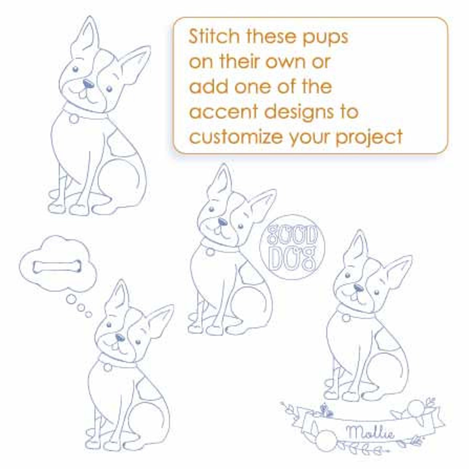 Dog Embroidery Patterns Hand Embroidery Patterns PETITE - Etsy