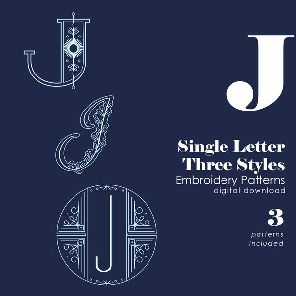 Letter J Embroidery - Etsy