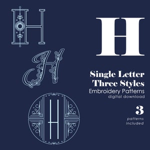 Letter H Hand Embroidery Patterns in 3 Styles Alphabet Letter ...