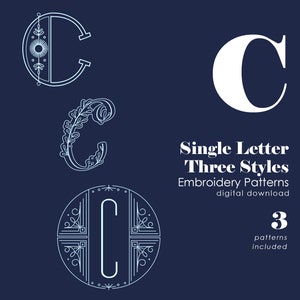 Letter C Embroidery Pattern Hand Embroidery Pattern in 3 Styles ...