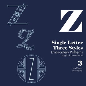 Monogram Embroidery Patterns | Letter Z Hand Embroidery Pattern in 3 ...
