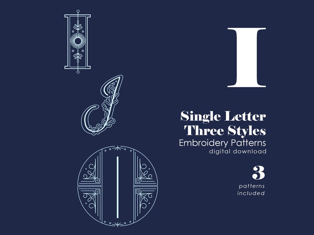 Embroidery Patterns | Modern Monogram Letter I Hand Embroidery Designs ...