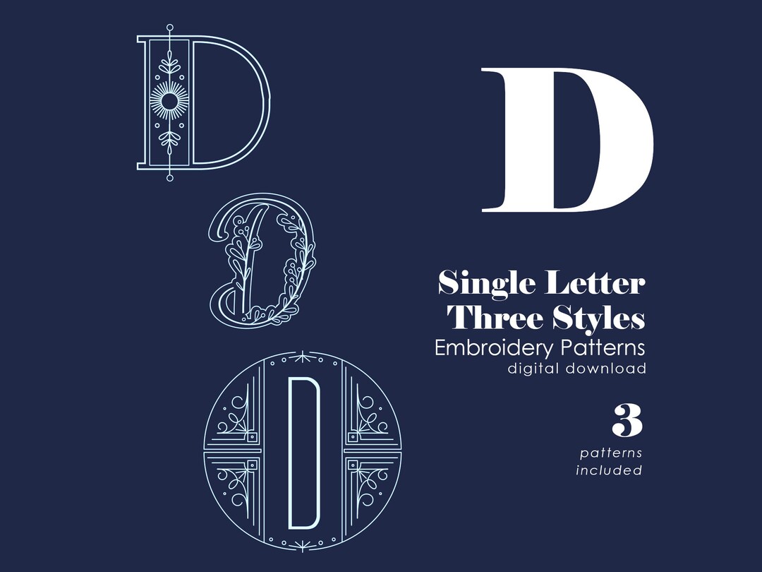 Monogram Embroidery Patterns | Letter D Hand Embroidery Pattern in 3 ...