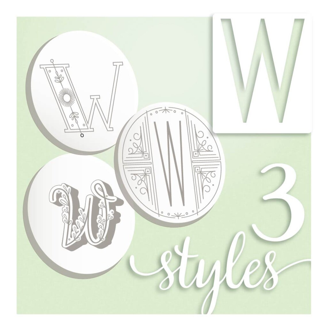 Modern Monograms Letter W Hand Embroidery Patterns in Three | Etsy