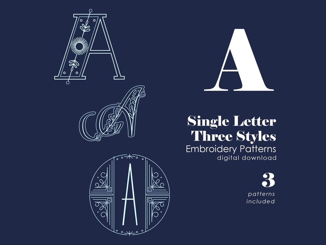 Single Letter Embroidery Pattern | Letter A Hand Embroidery Patterns in ...