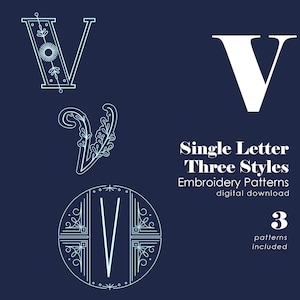 Monogram Embroidery Patterns | Letter V Hand Embroidery Pattern in 3 ...