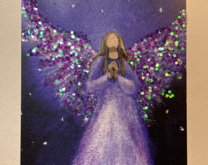 Angel Print, Miniature, Hand Embellished With Glitter, ACEO, Art Card ...