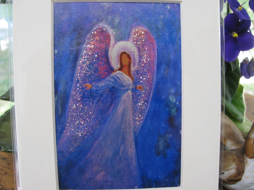 5x7 Matted Angel PRINT Hand Embellished With Glitter - Etsy