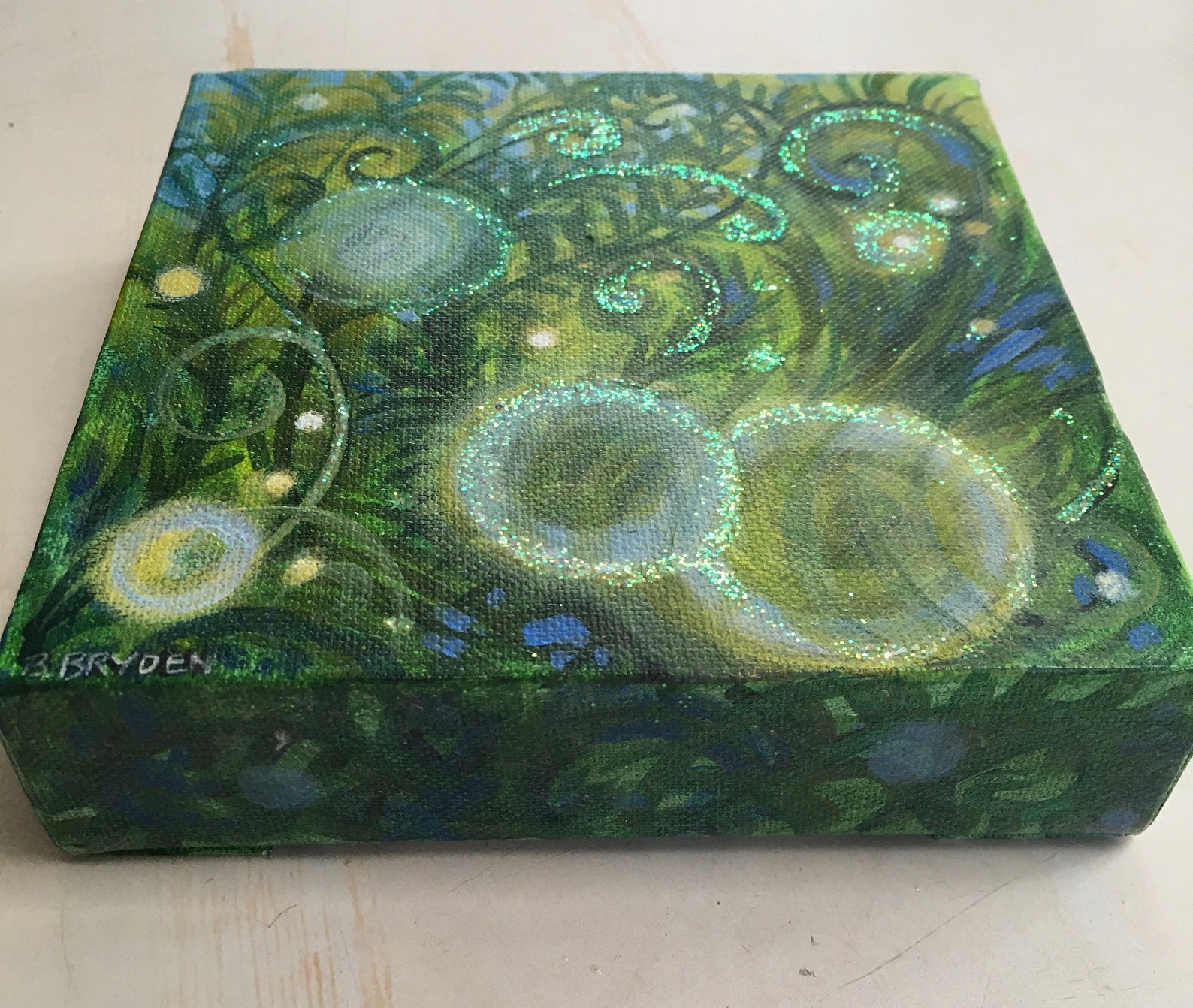 Green Ferns Fairy Orbs Magical Mystical Original Signed | Etsy