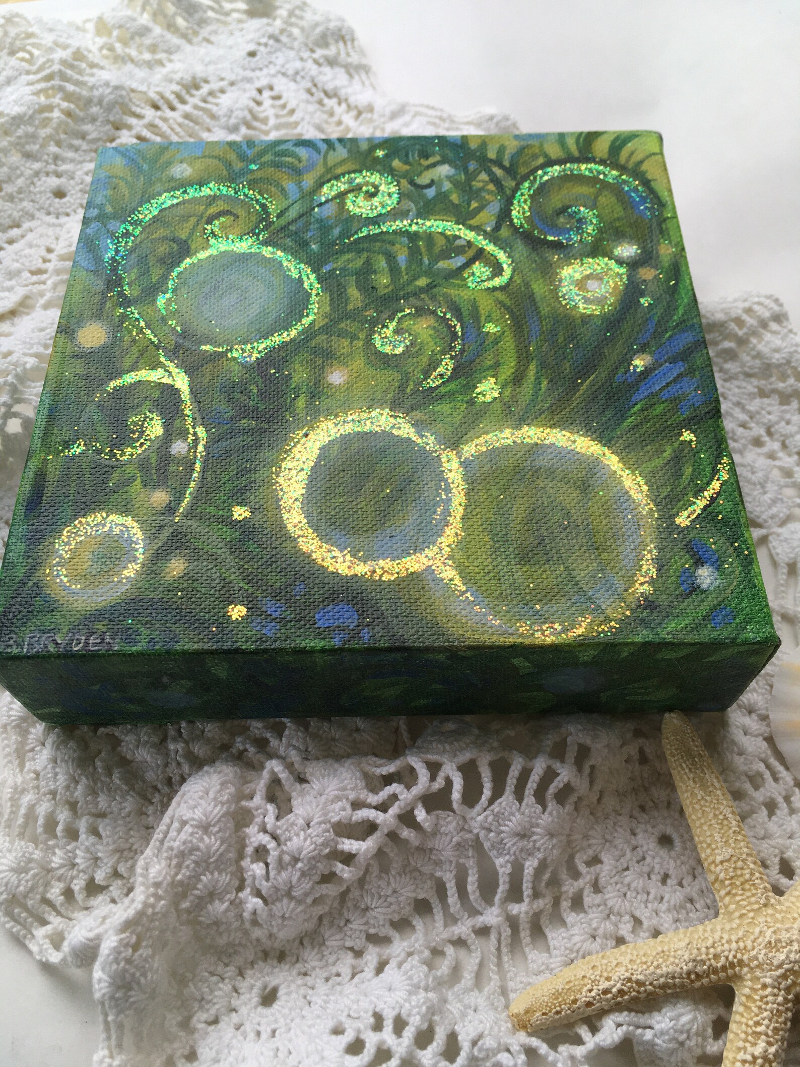 Green Ferns Fairy Orbs Magical Mystical Original Signed | Etsy