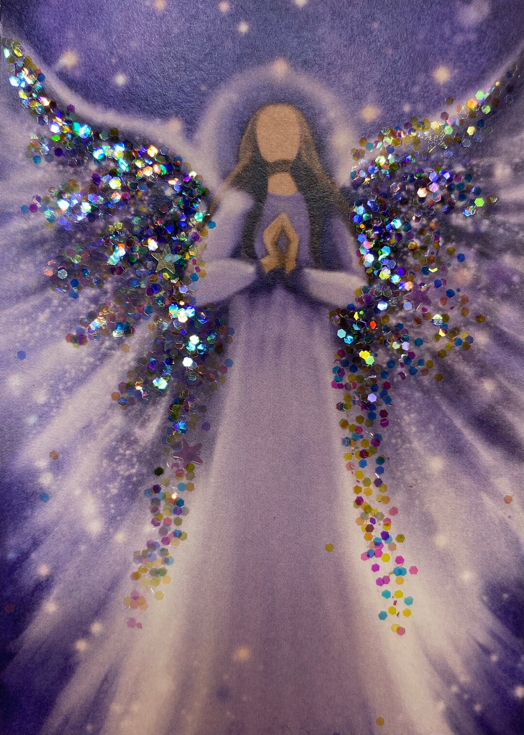 Angel Print, Miniature, Hand Embellished With Glitter, ACEO, Art Card ...