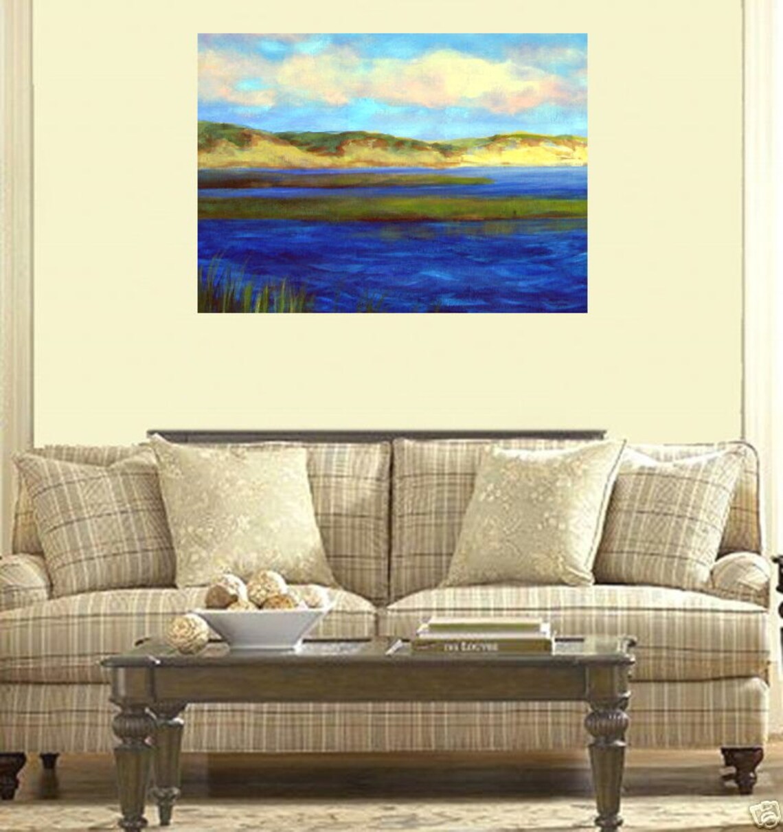 Original Acrylic Painting Sky Clouds Sea Sunlit Sand 24x - Etsy