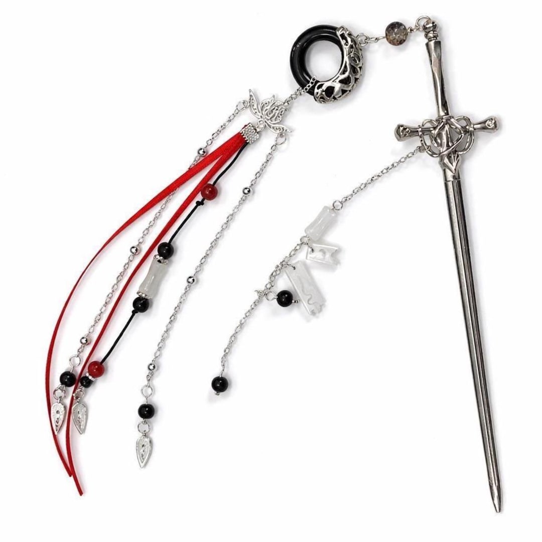 Handmade Sword Hair Stick: Titanium Steel & Protective Ritual Hair Pin ...