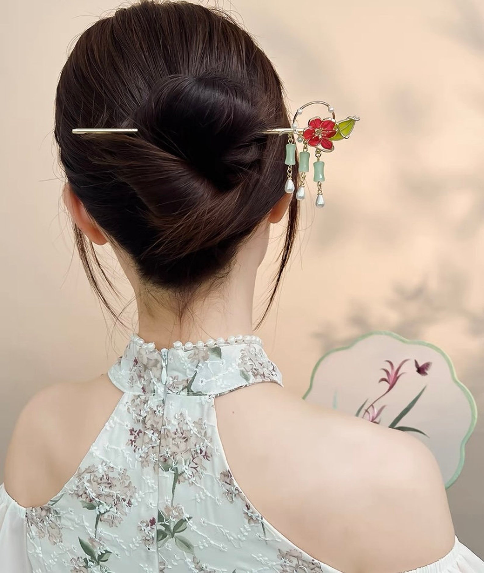 Elegant Flower Hair Stick Pin Beautiful Flower & Traditional Bamboo ...