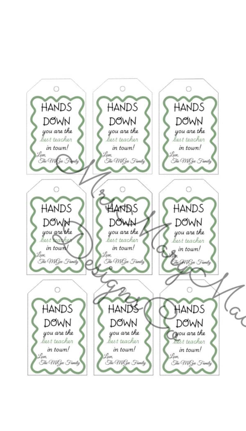 PRINTABLE INSTANT DOWNLOAD Teacher Gift Tag Thank You First Day Gift ...