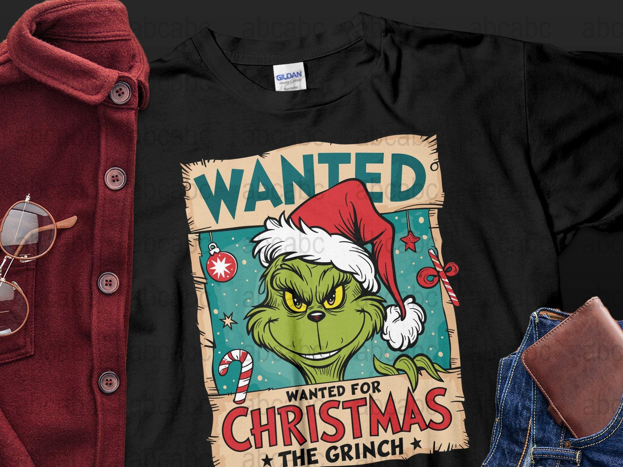 Funny Christmas Grinch Wanted Poster Digital Download PNG, Tshirt ...