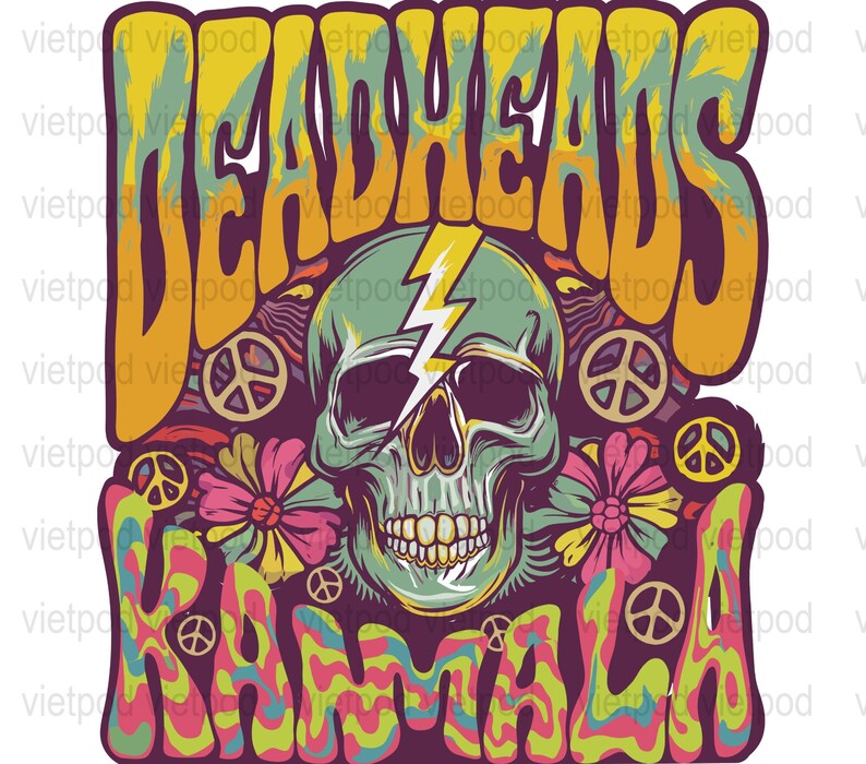 Deadheads Skull Graphic Instant Download, Psychedelic Art Print ...