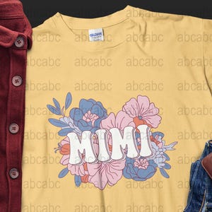 Floral Mimi T-shirt Design PNG Digital Download, Cute Grandmother Gift ...