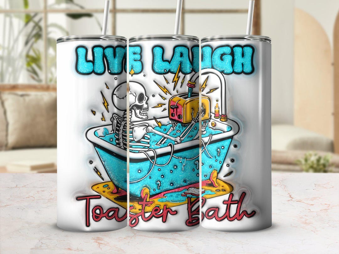 Funny Skeleton Bath Art, Live Laugh Toaster Bath, Bathroom Wall Decor ...