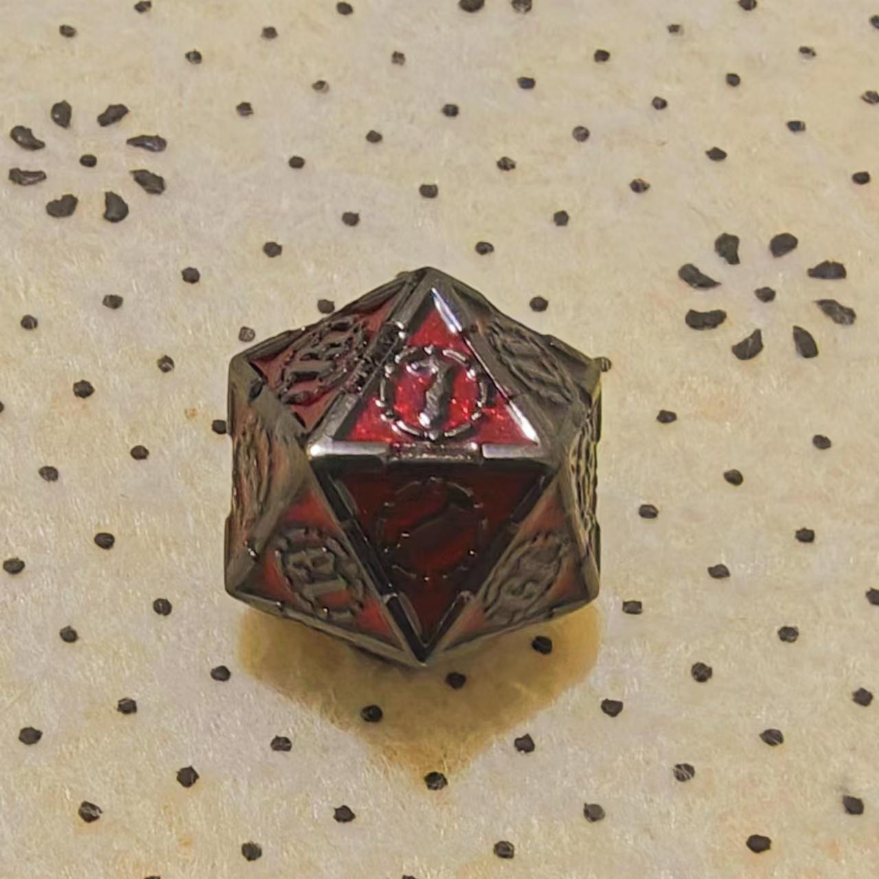 Black Red Metal, Polyhedral Dice Set, Dungeons Dragons Dnd Pathfinder ...