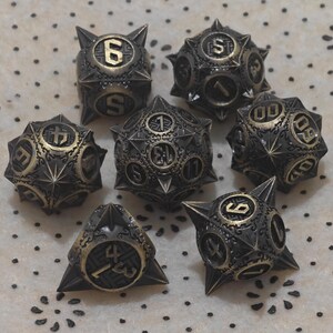 Metal Spikes D&DRPG Dice Set, Dungeon and Dragon, Polyhedral Metal Dice ...