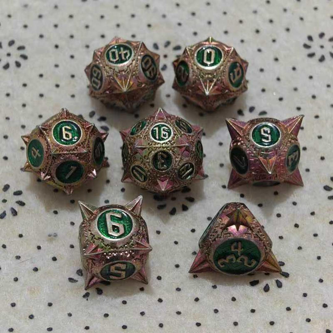 7 Piece Metal Spikes D&DRPG Dice Set, Polyhedral Metal Dice, D4 D6 D8 ...