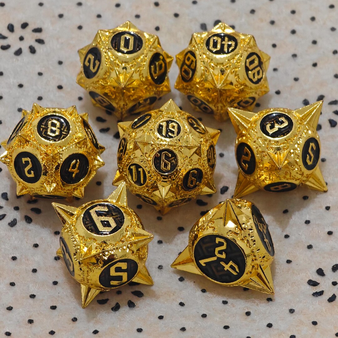 D4 D6 D8 D10 D10% D12 D20 Dice Set, Metal Spikes Dice Set, Dungeon and ...