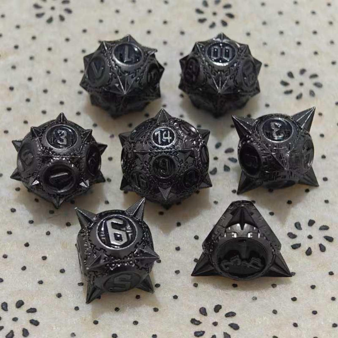 Black Spiked Metal Dice Set, Role Playing Games, RPG DD Dice Set, 7 ...